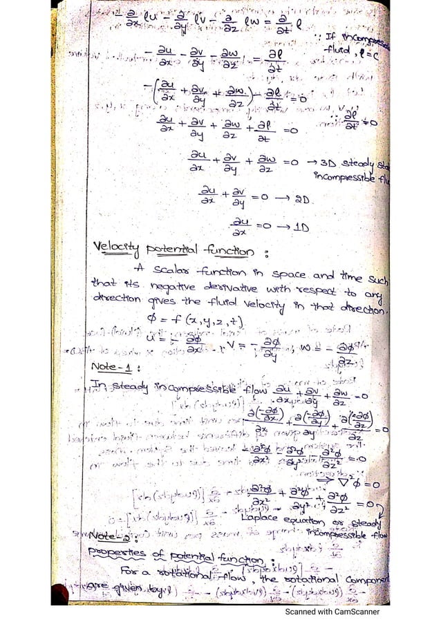 Hand written notes Fluid Mechanics and Hydraulic Machines (Common to ...