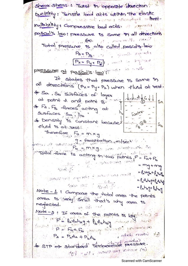 Hand written notes Fluid Mechanics and Hydraulic Machines (Common to ...