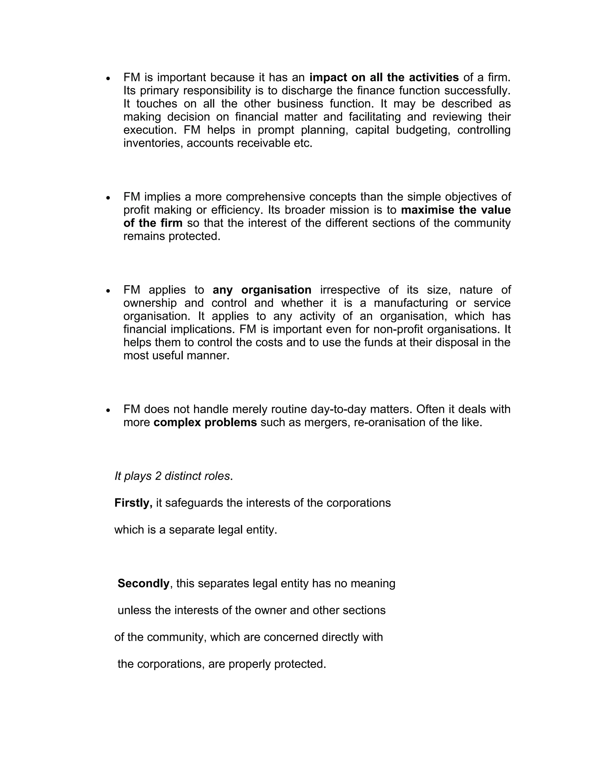 Fm Intro. | DOC | Business Accounting & Finance | Business