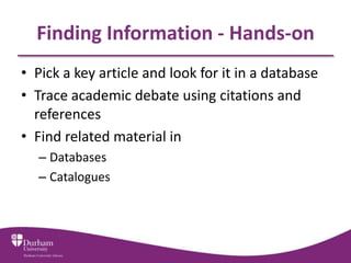 Finding and Managing Information (Session 2) | PPTX