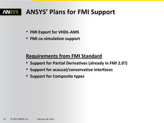 FMI Product Implementation at ANSYS - Sameer Kher | PPT