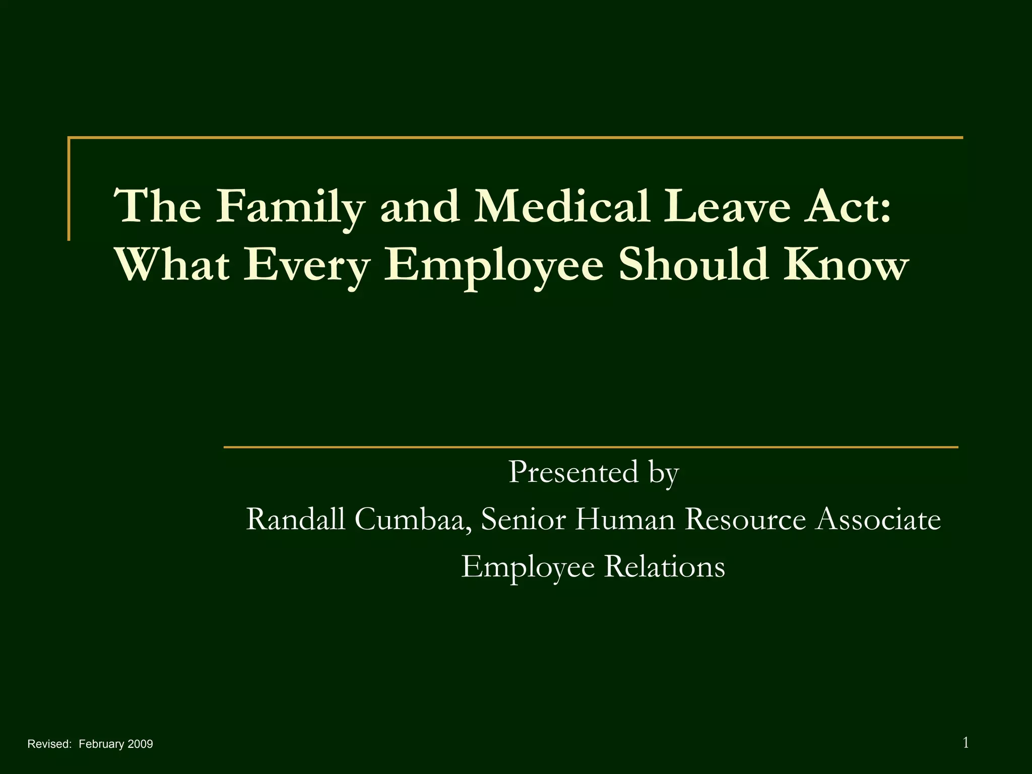 Fmla Employee Training V.4 Revised 02 11 09 | PPT