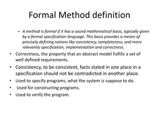 Formal Methods lecture 01 | PPTX