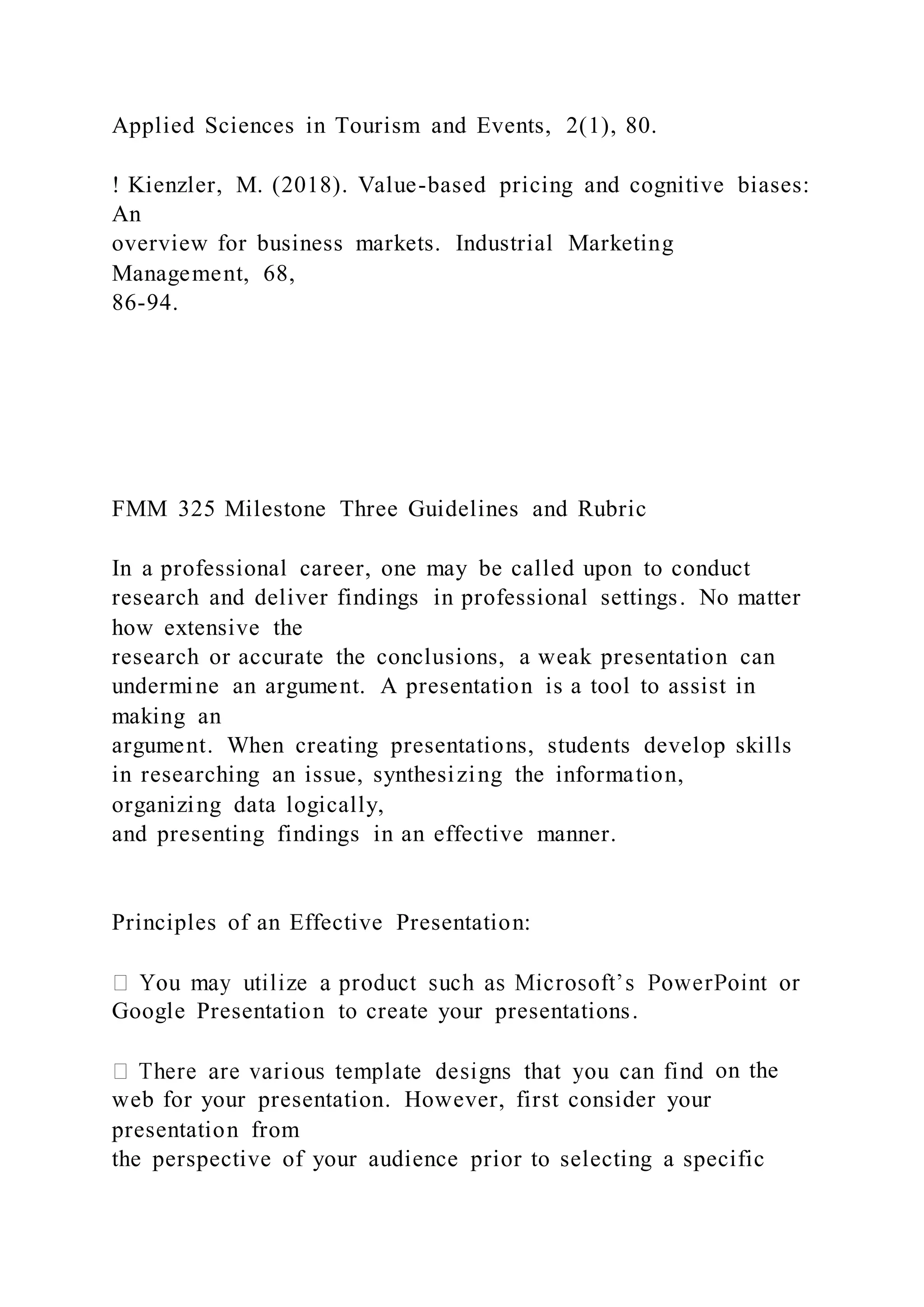 FMM 325 Final Project Guidelines and Grading Guide Ov | DOCX