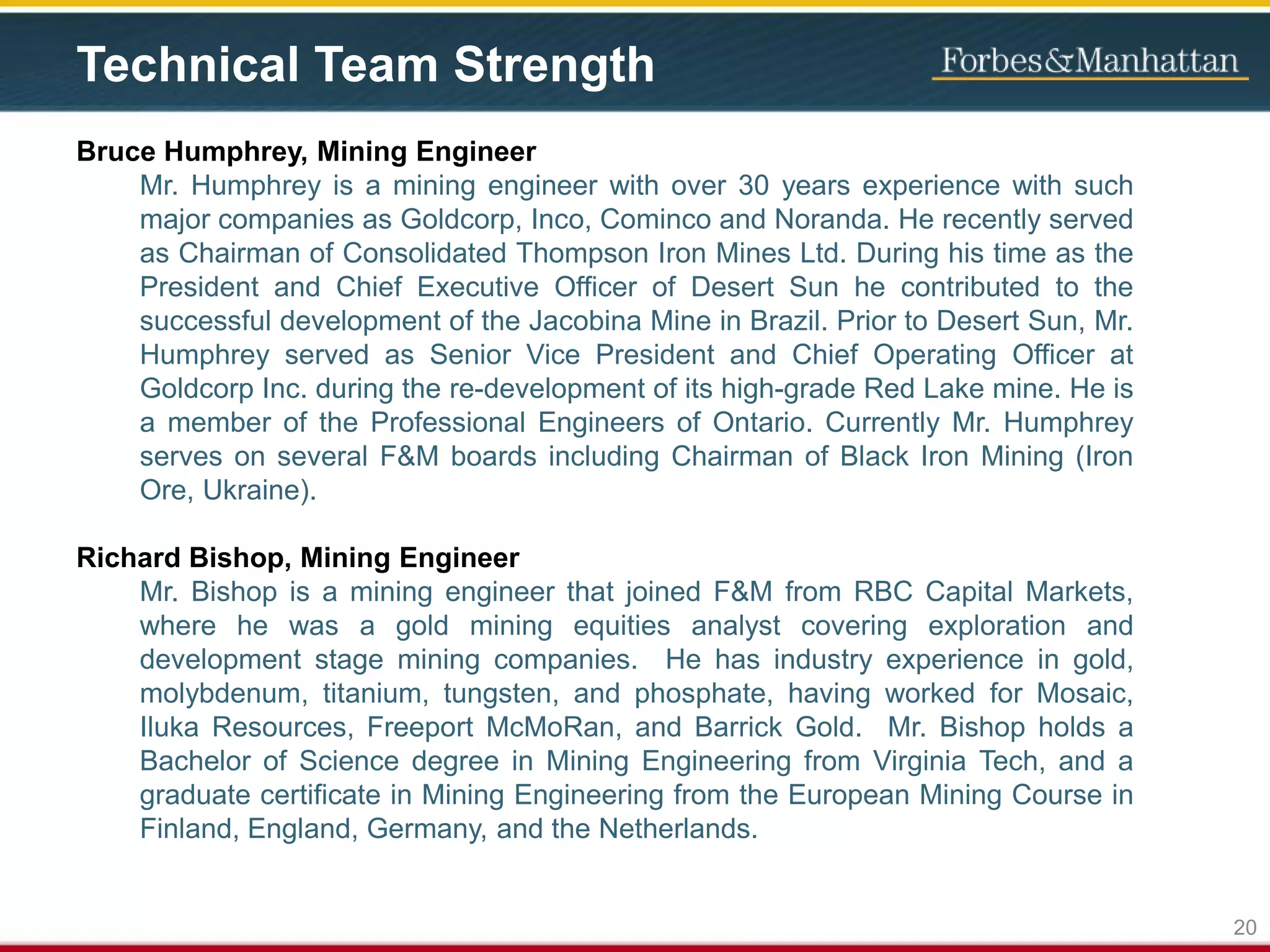 Forbes & Manhattan Corporate Presentation | PDF | Commodities | Economy