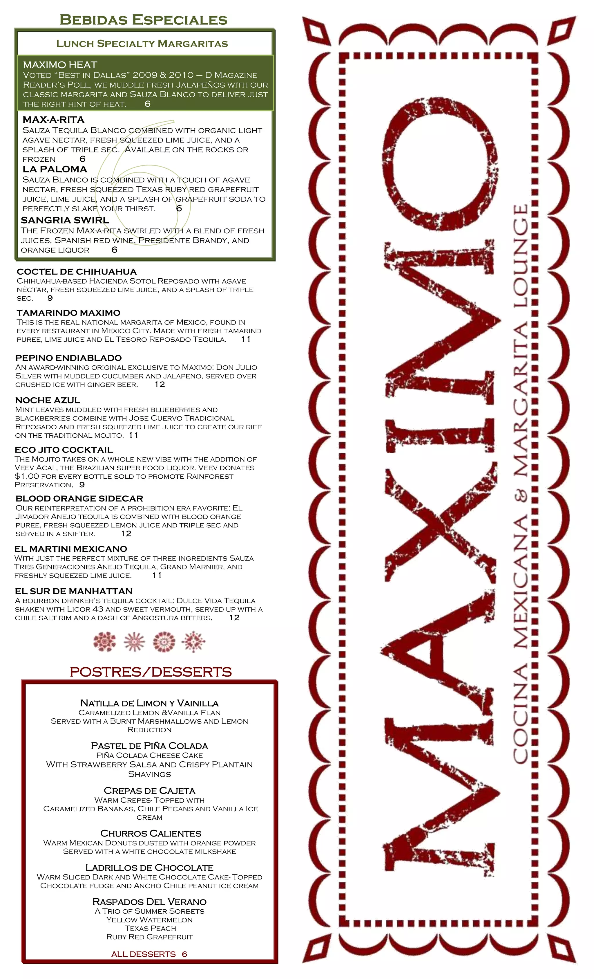 New Lunch Menu at Maximo | PDF