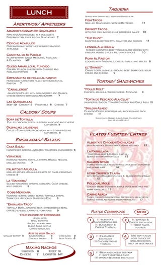 New Lunch Menu at Maximo | PDF