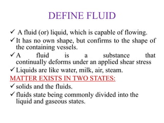 FLUID MECHANICS | PPTX