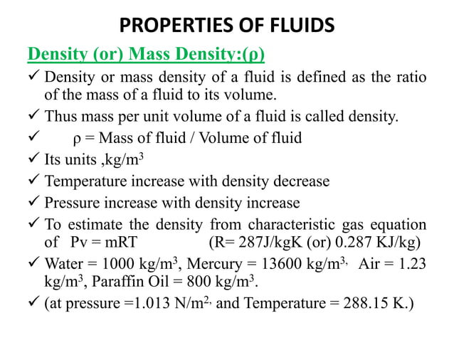 FMM- UNIT I FLUID PROPERTIES AND FLOW CHARACTERISTICS | PPTX