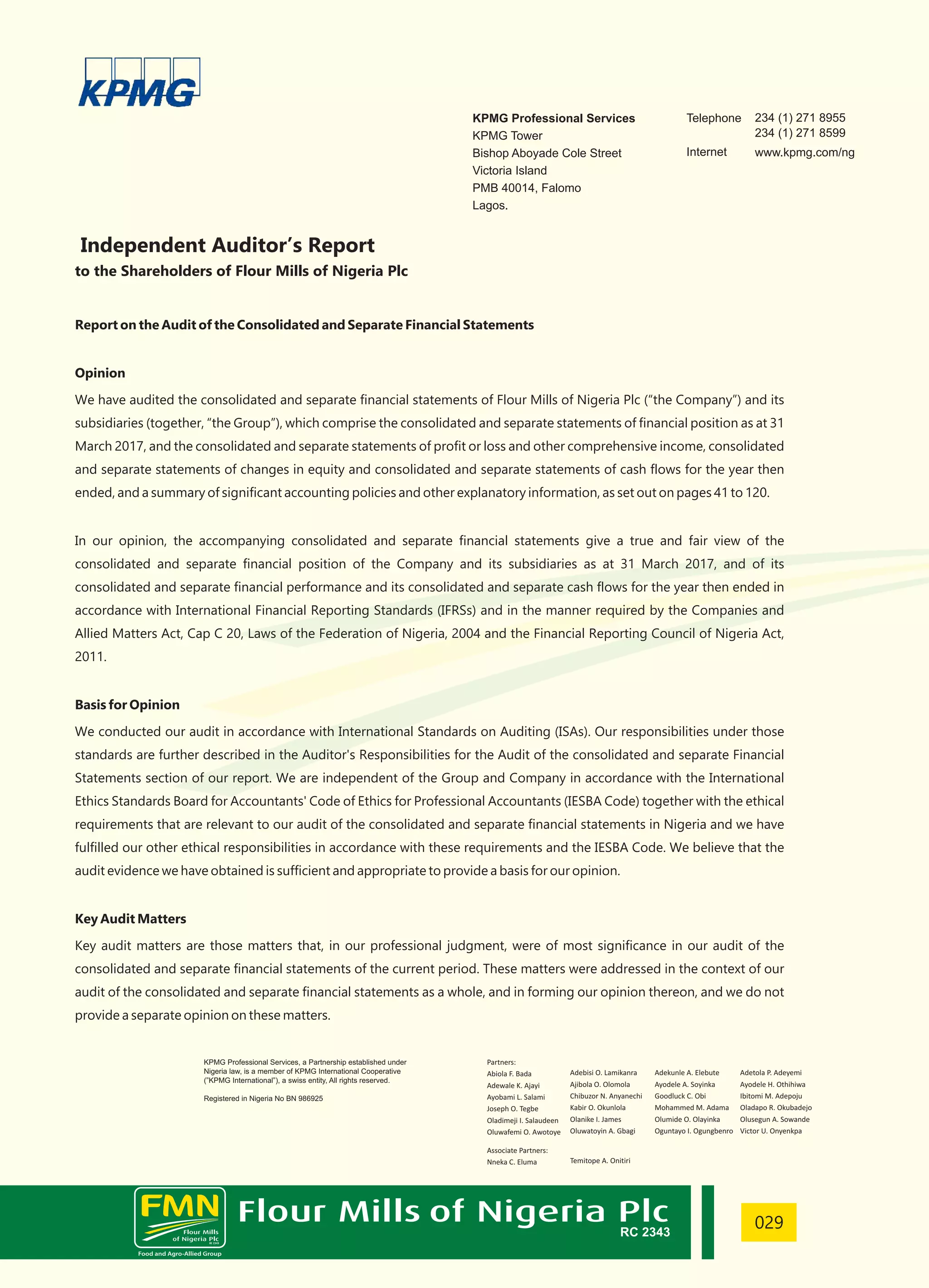 Flour Mills of Nigeria PLC annual report 2017 | PDF
