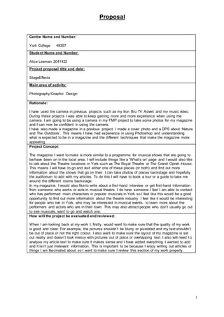 FMP Musical Theatre Proposal | PDF