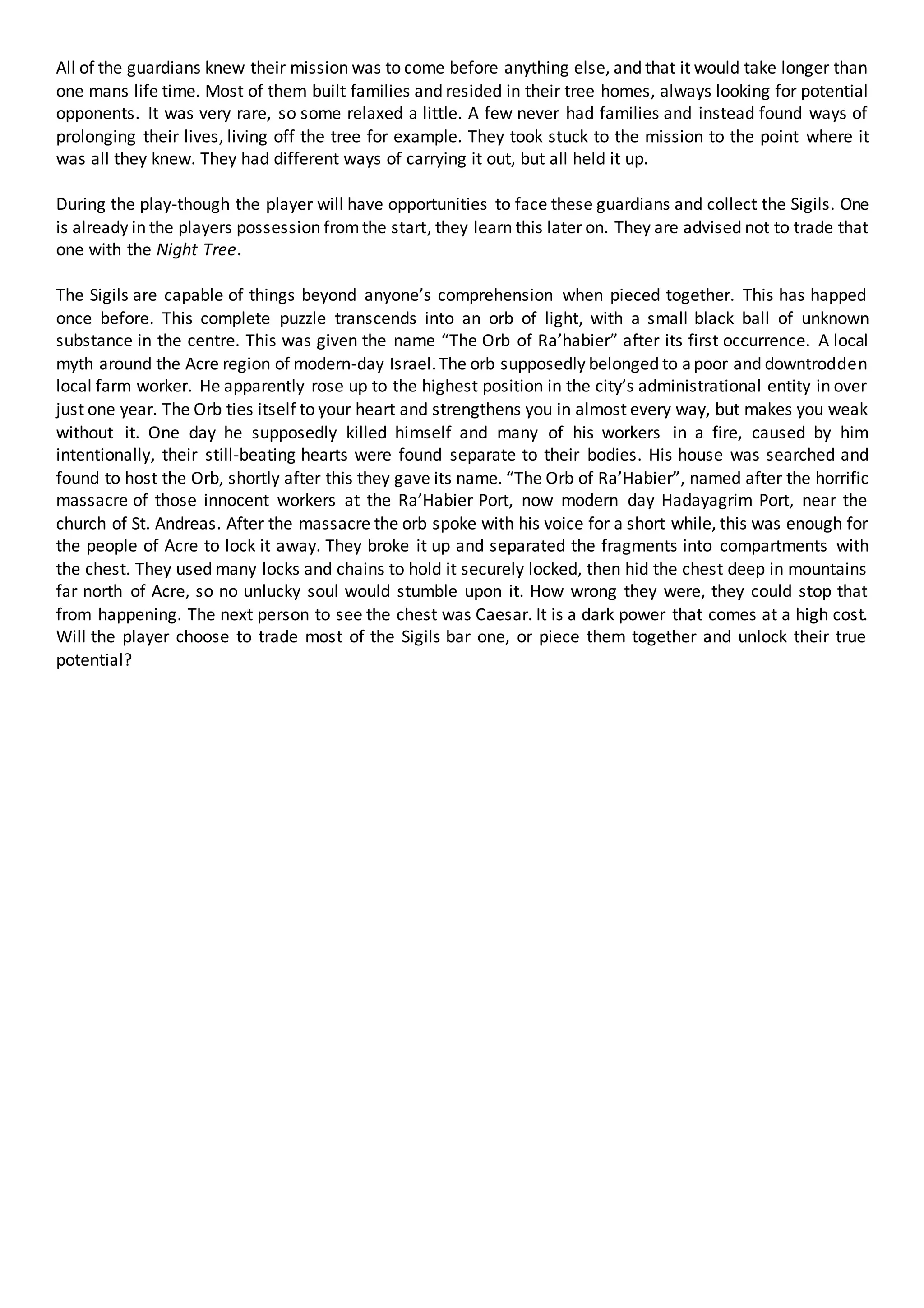 FMP Lore - The Sigils and Their Guardians | DOCX