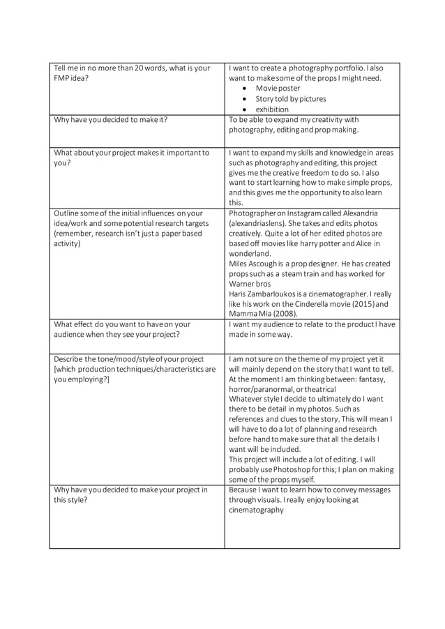 Fmp pre proposal | PDF
