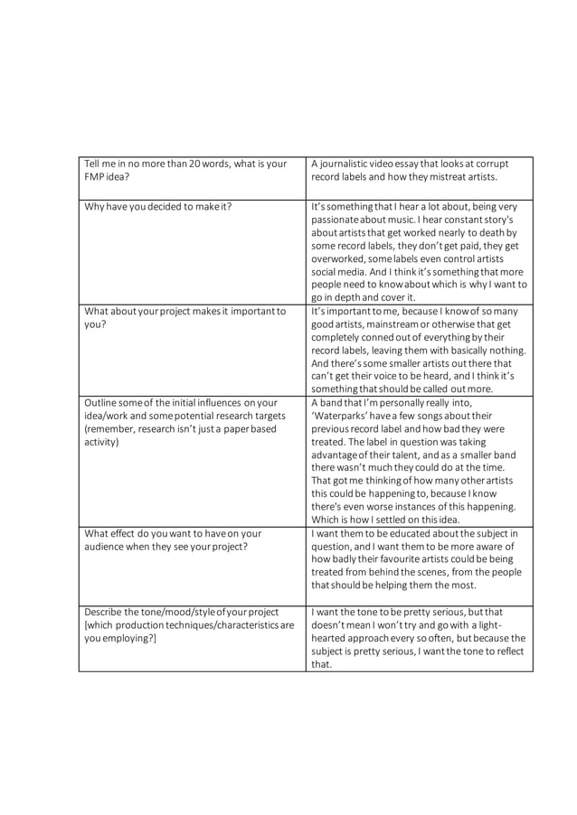 FMP pre proposal | PDF