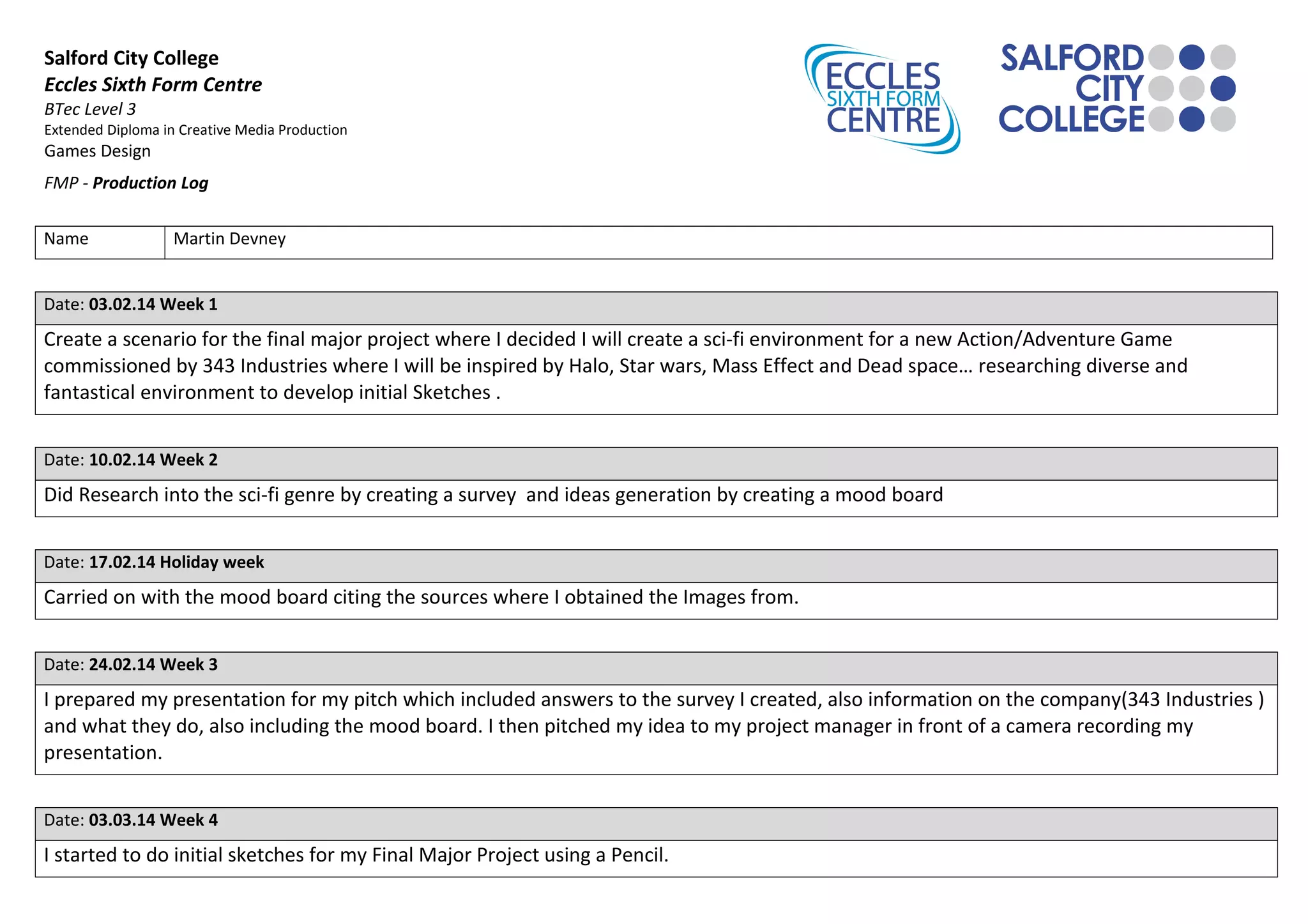 FMP production log | DOC | Computer Animation | Computer Software and Applications