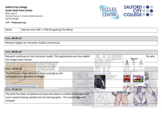 Fmp production log 190614 | DOC | Drawing and Sketching | Arts and Crafts