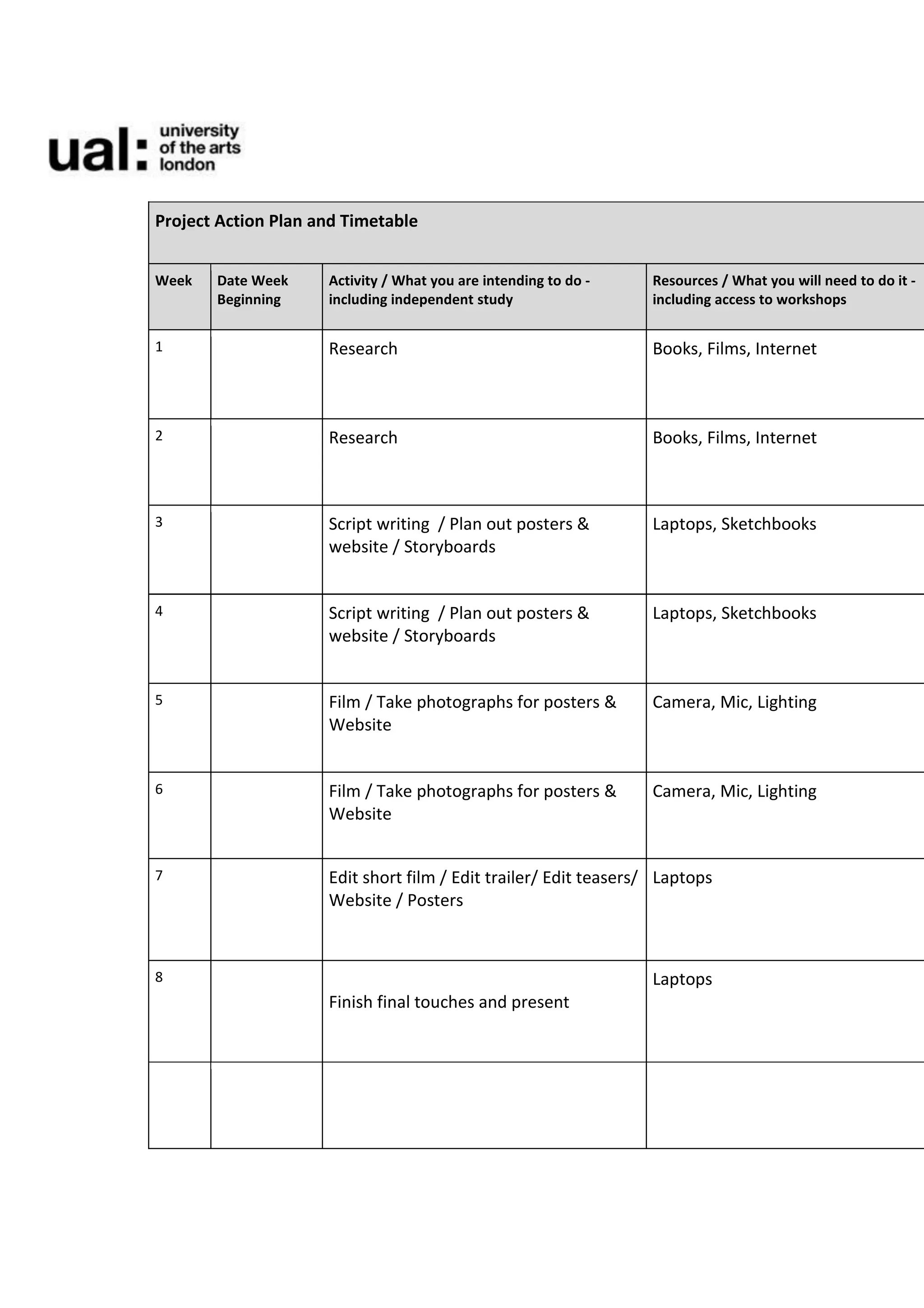 Fmp project proposal form | PDF