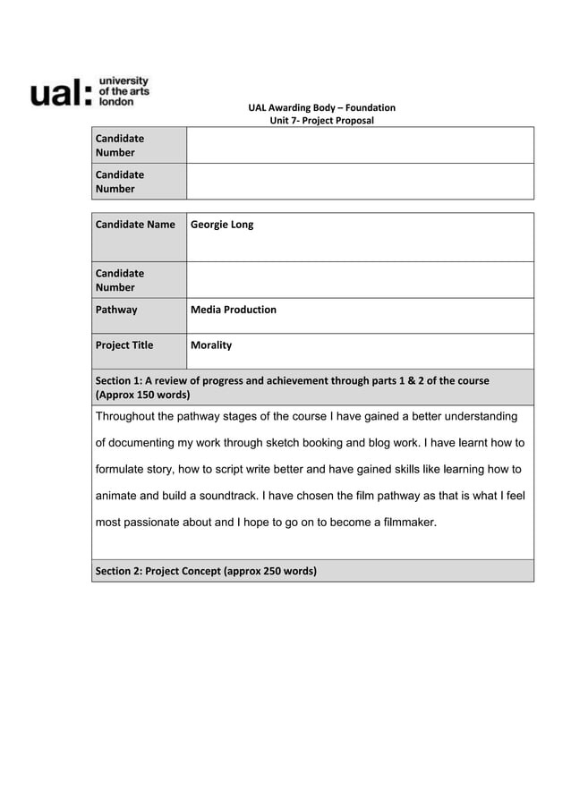 Fmp project proposal form | PDF | Screenwriting | Content Production