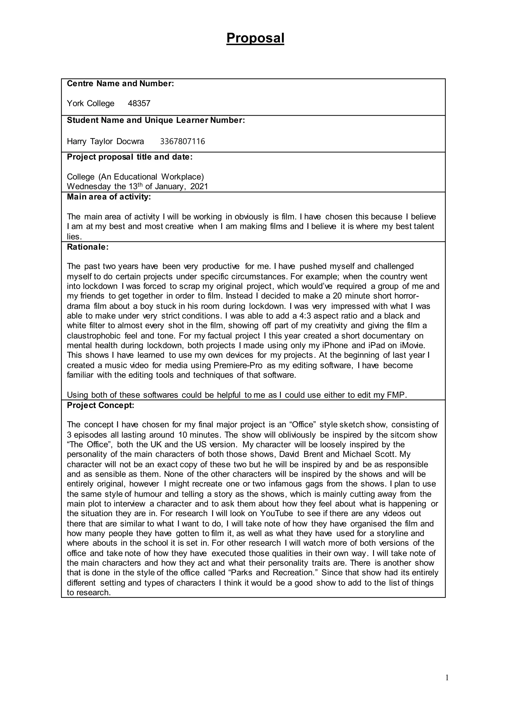 Fmp proposal 2021 copy | PDF