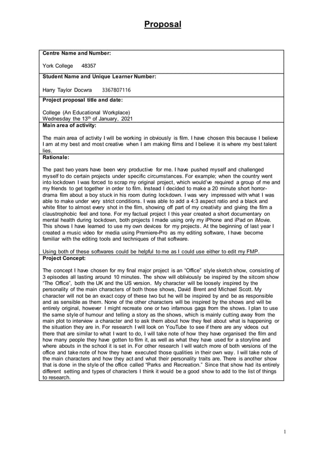 Fmp proposal 2021 copy | PDF