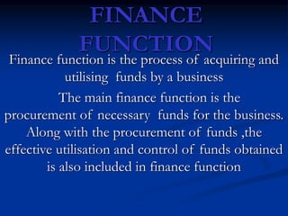 Finance function | PPT