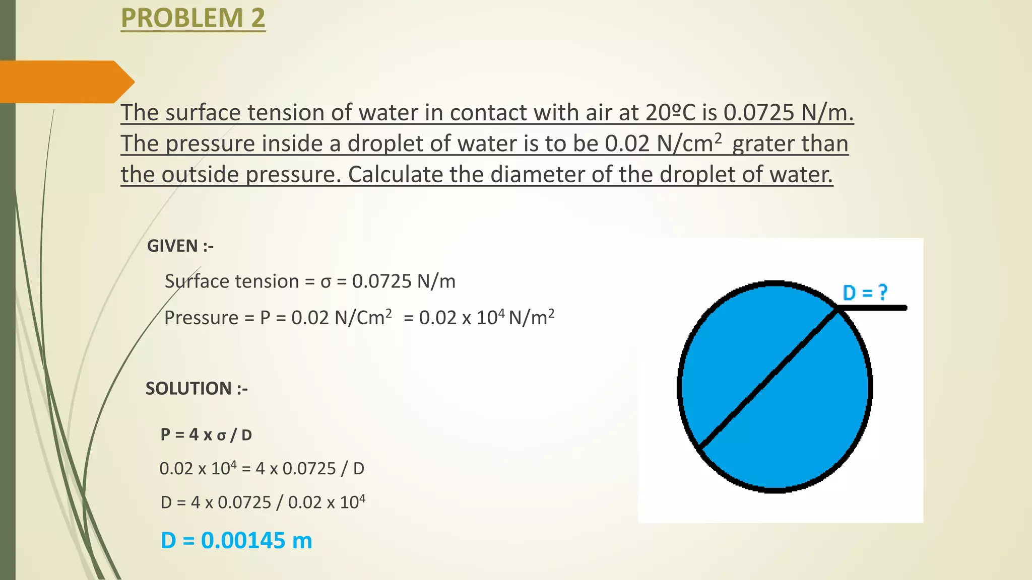 problems on surface tension | PPTX