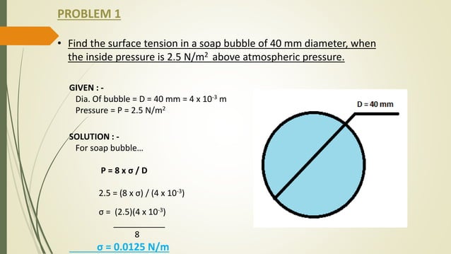 problems on surface tension | PPTX | Physics | Science