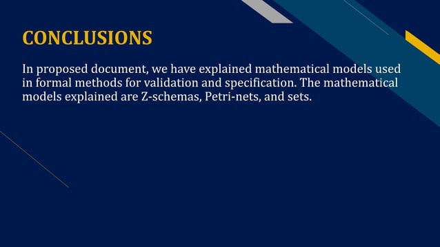 Use Of Mathematical Models For Specification And Validation In Formal Methods Pptx Physics