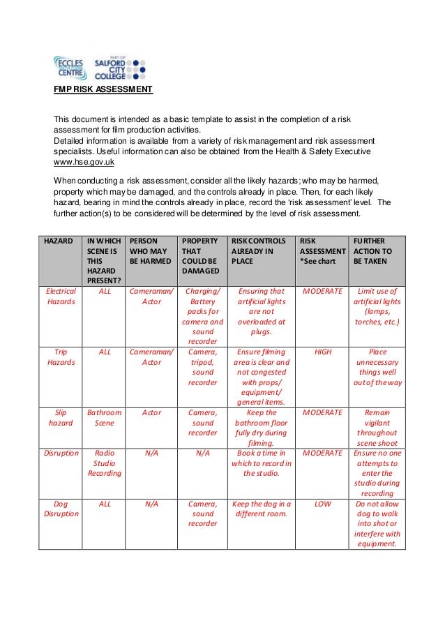 Fmp risk assessment form
