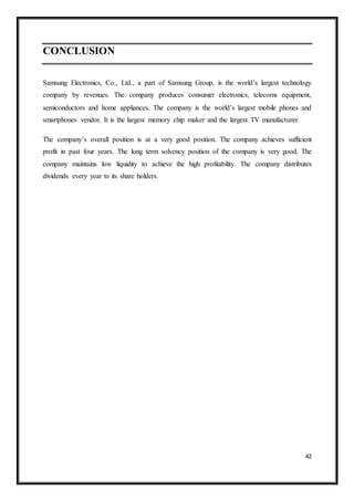 Ratio Analysis of Samsung Electronics Co. Ltd. | DOCX