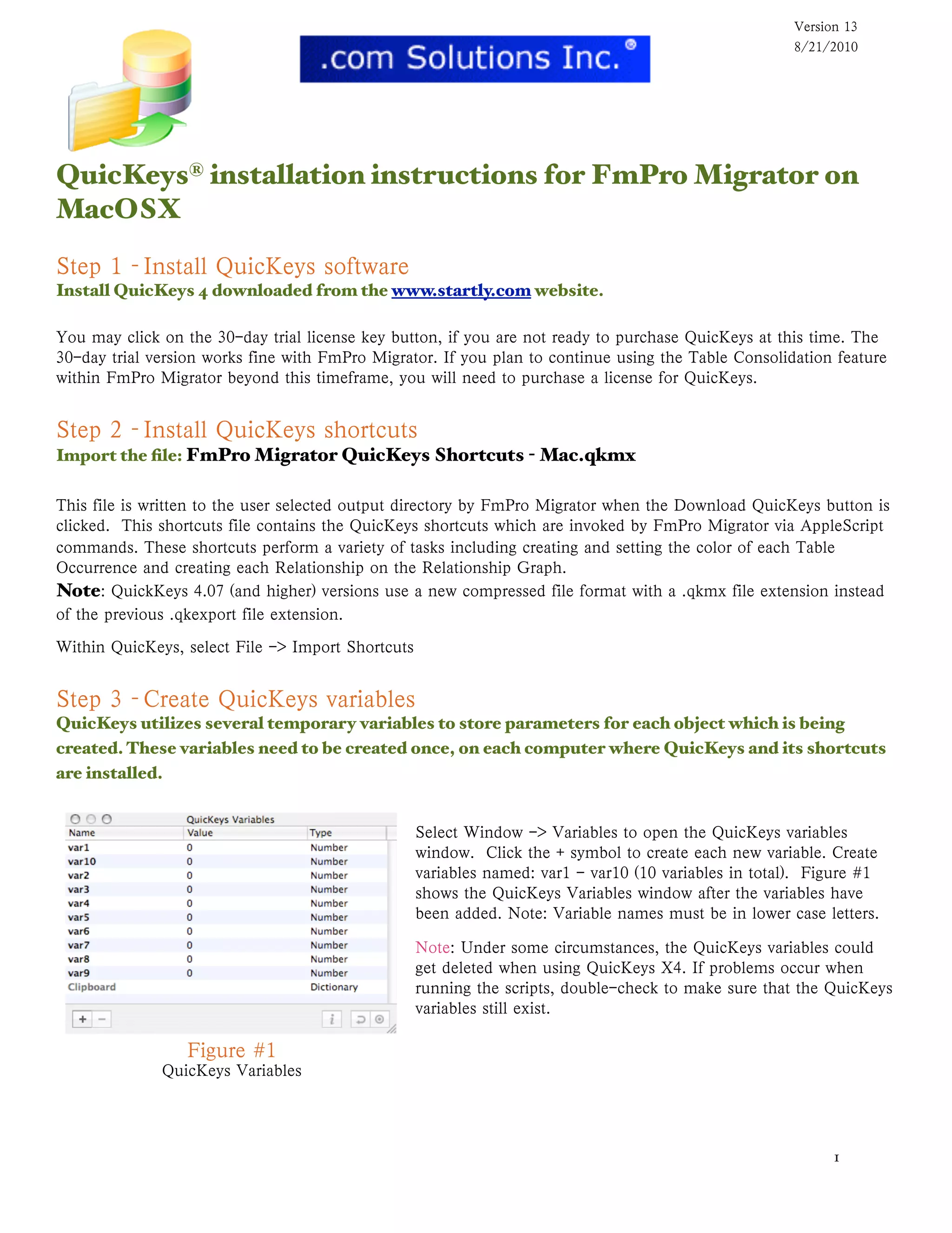 Fm pro migrator quickeys installation | PDF