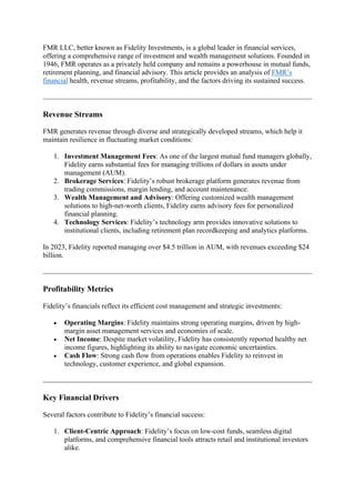 FMR Financial Overview: Key Data and Growth Strategies | PDF