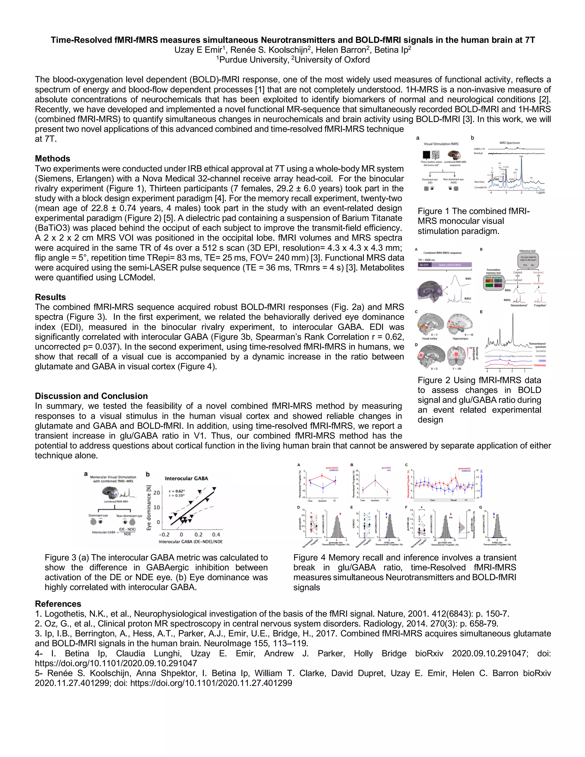 Time-Resolved fMRI-fMRS measures simultaneous Neurotransmitters and ...