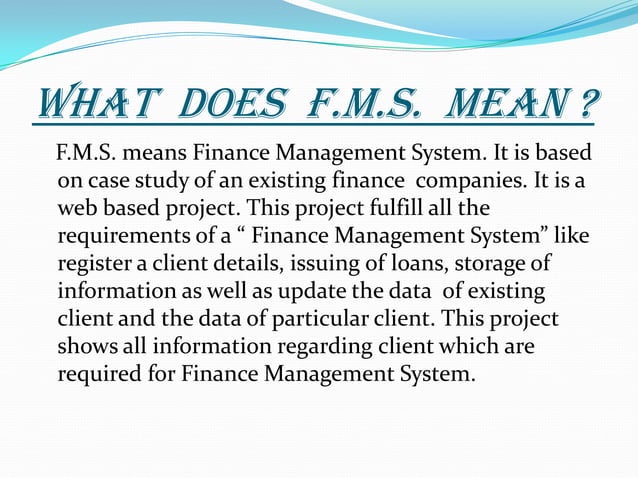 finance management system | PPT
