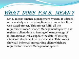 finance management system | PPT