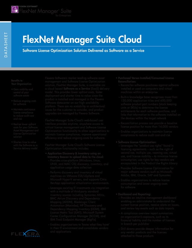 FlexNet Manager Suite Cloud | PDF