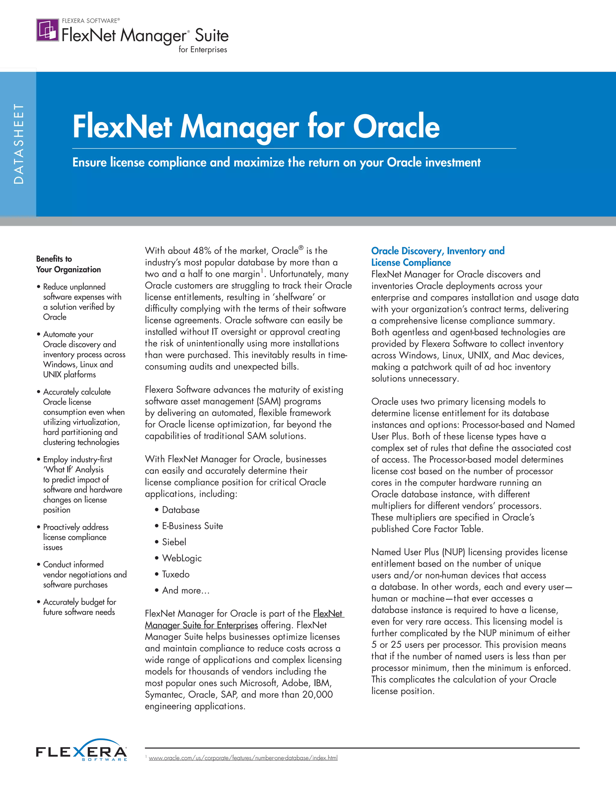 FlexNet Manager for Oracle | PDF