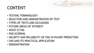 Functional movement screen and Performance Testing | PPTX | Physical ...