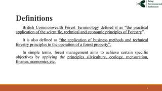 Introduction to Forest management; scope, objectivest | PPT