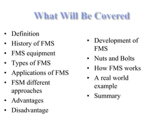 Flexible Manufacturing System, Advantages and DIsadvantages of FMS | PPT