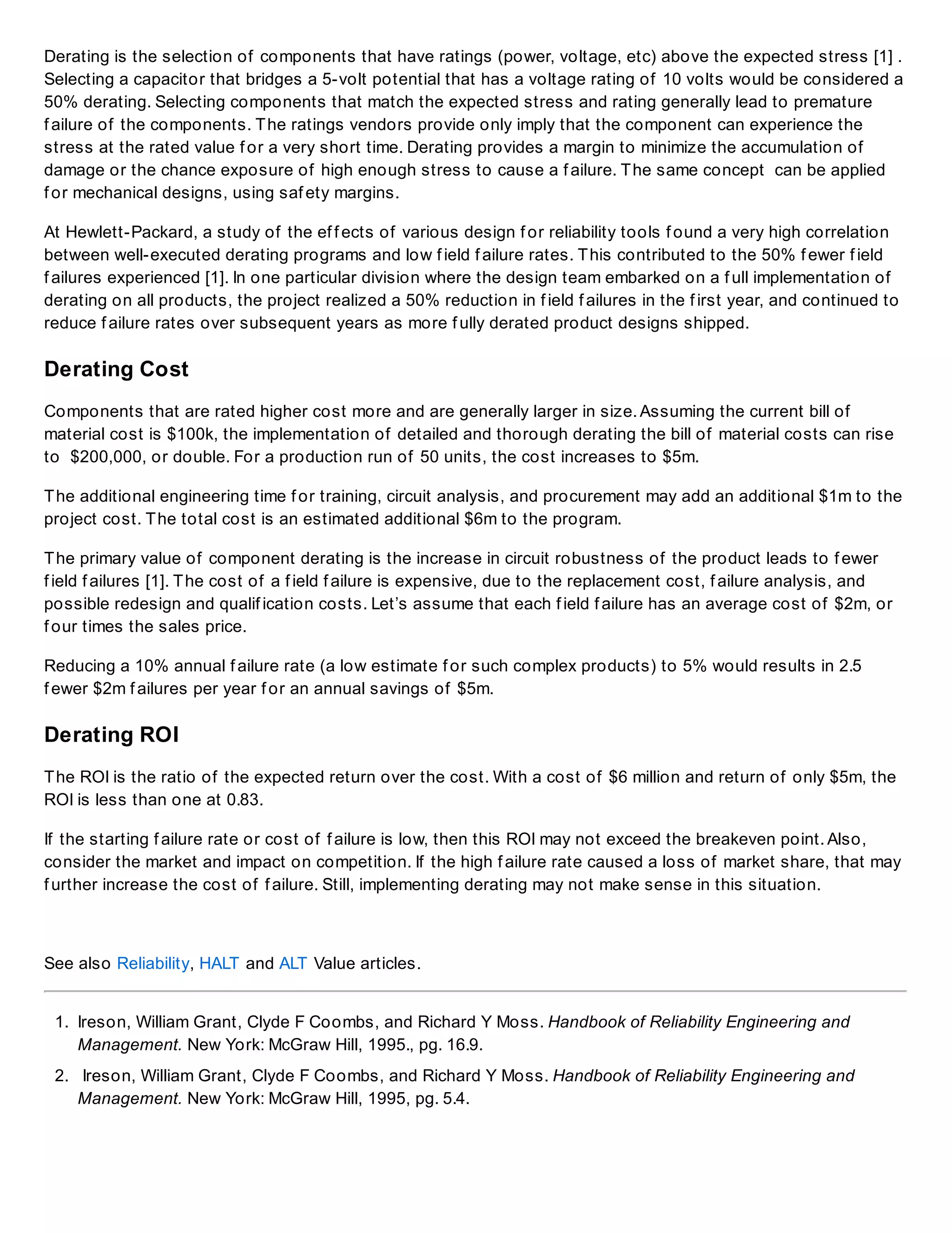 Derating value FMS Reliability | PDF