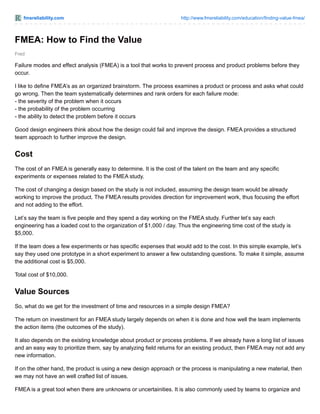 FMEA: How to Find the Value | PDF