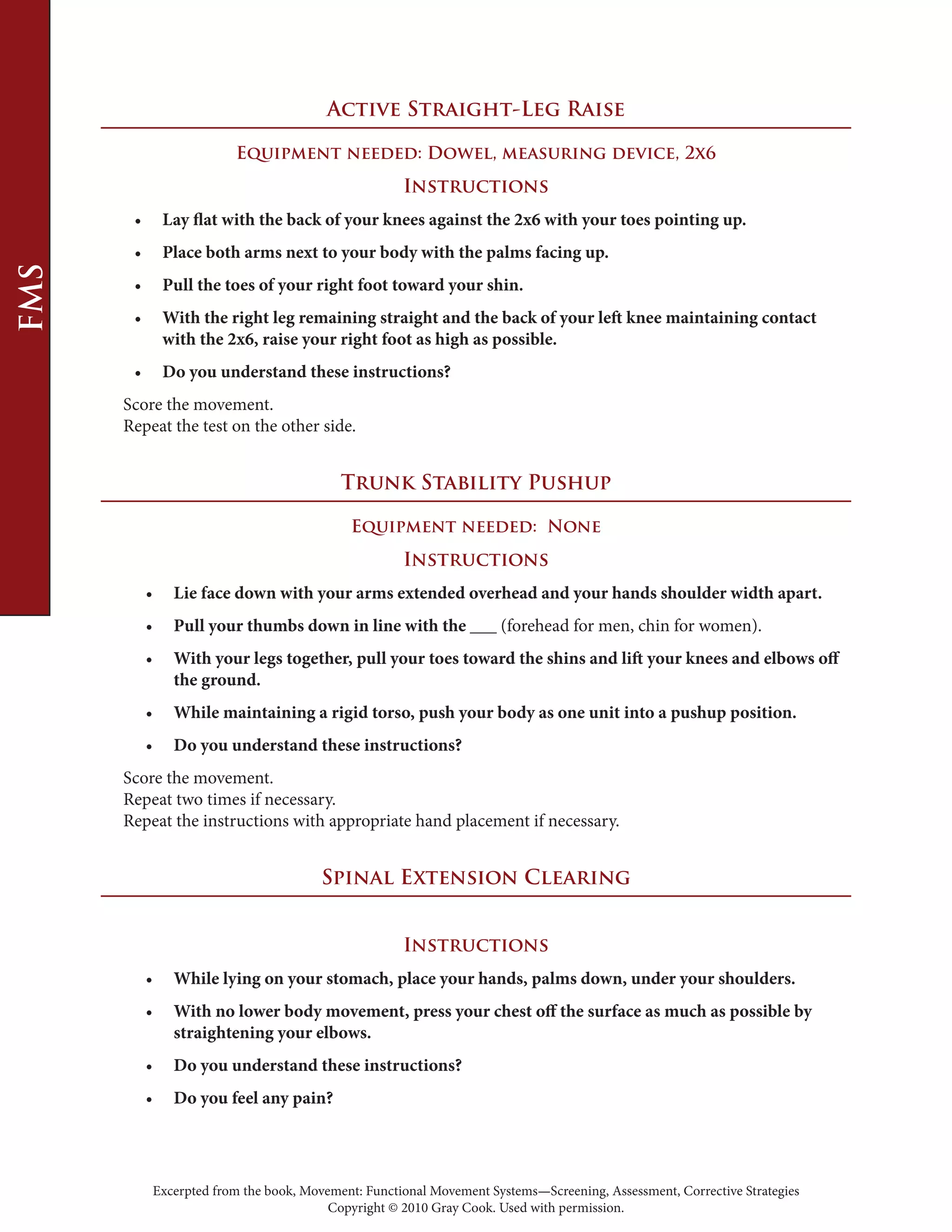 Fms verbal instructions | PDF