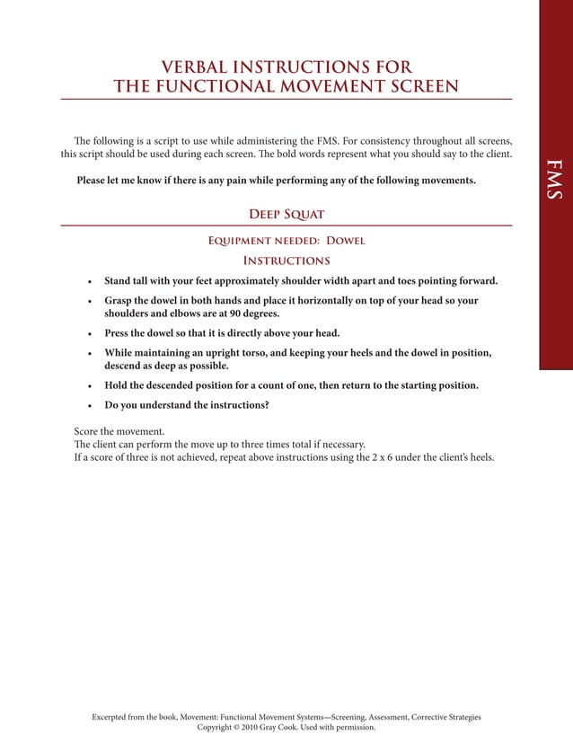 Fms verbal instructions | PDF