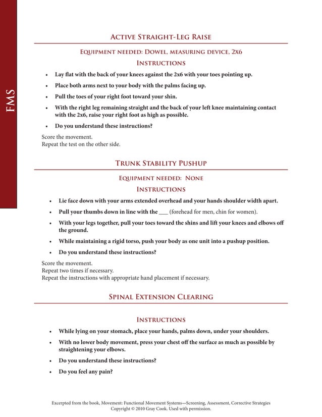 Fms verbal instructions | PDF