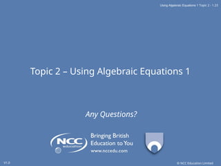 Using algebraic equations. Simple Linear Equations | PPT