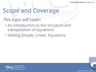 Using algebraic equations. Transposing equations | PPT