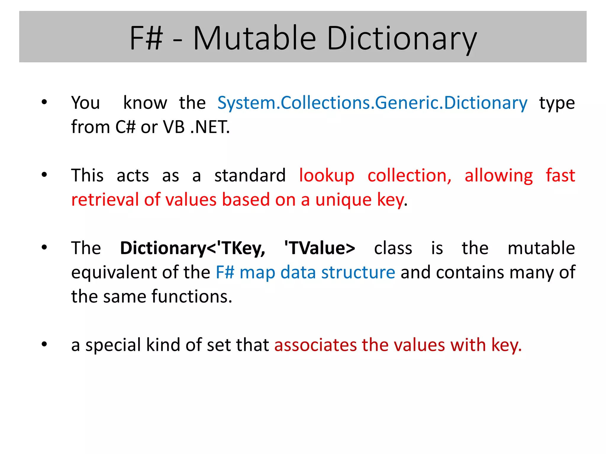 .net F# mutable dictionay | PPTX