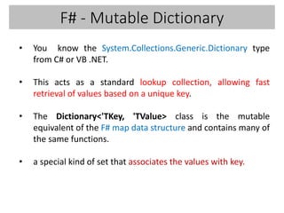 .net F# mutable dictionay | PPT