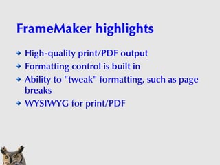 DITA support in FrameMaker and XMetaL | PPT